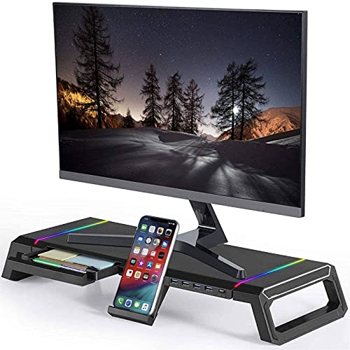 Monitor Stand Foldable Riser Stand, Computer Monitor Riser with USB Port 4pcs, Monitor Stand Computer Monitor Stand