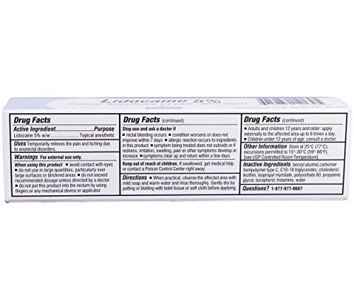 Nivagen Maximum Strength Lidocaine 5% Anorectal Cream | Hemorrhoid Relief from Pain, Itching, Burning | 30 Gram Tube Lidocaine 5% Cream