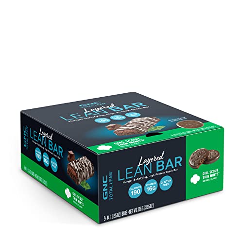GNC Total Lean Layered Lean Bar | Hunger Satisfying - High Protein Snack Bar | Girl Scout Thin Mints - 9 Bars