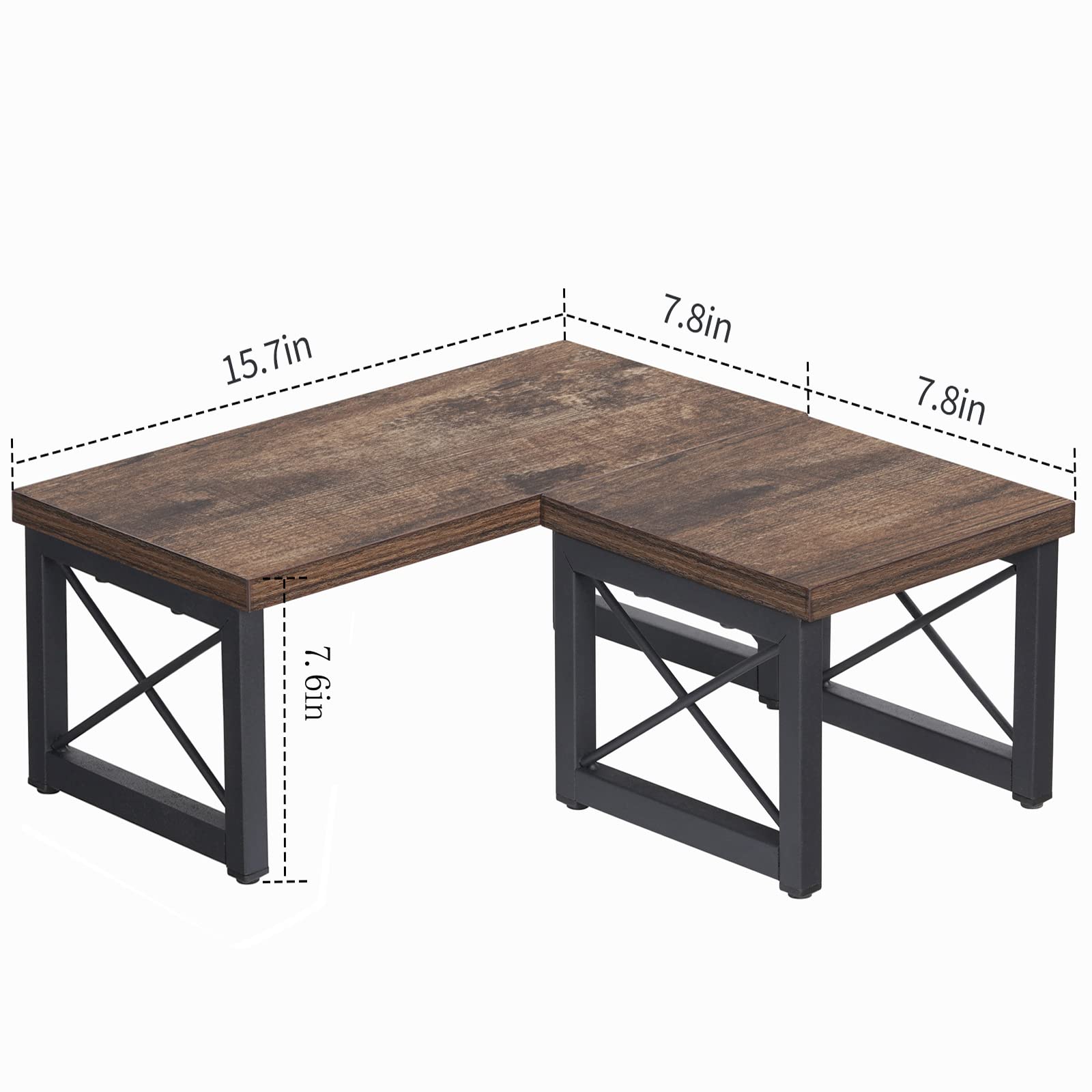 Giikin Wood Desktop Shelf - Table Top Corner Shelf Stand - Kitchen Counter Organizer - Multi-Purpose Adjustable Riser for Monitor Cups Jars Spices - 2 Tier Independent Stackable Desk Stand…