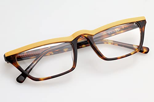 ZENNI Blue Light Blocking Glasses for Men Women Stylish Yellow&Tortoiseshell Rectangle Frame Relieve Digital Screen Eye Strain Acetate Light Eyewear