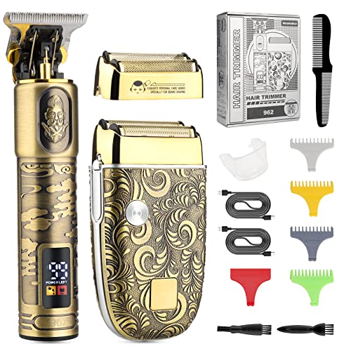 Soonsell T Blade Hair Trimmers for Family+Foil Shaver Trimmer Set,Man Professional Cordless Barbers Clippers Set Blade Close Cutting Beard Trimmer Trimmerďź 4 Guards & 2 Foil Head