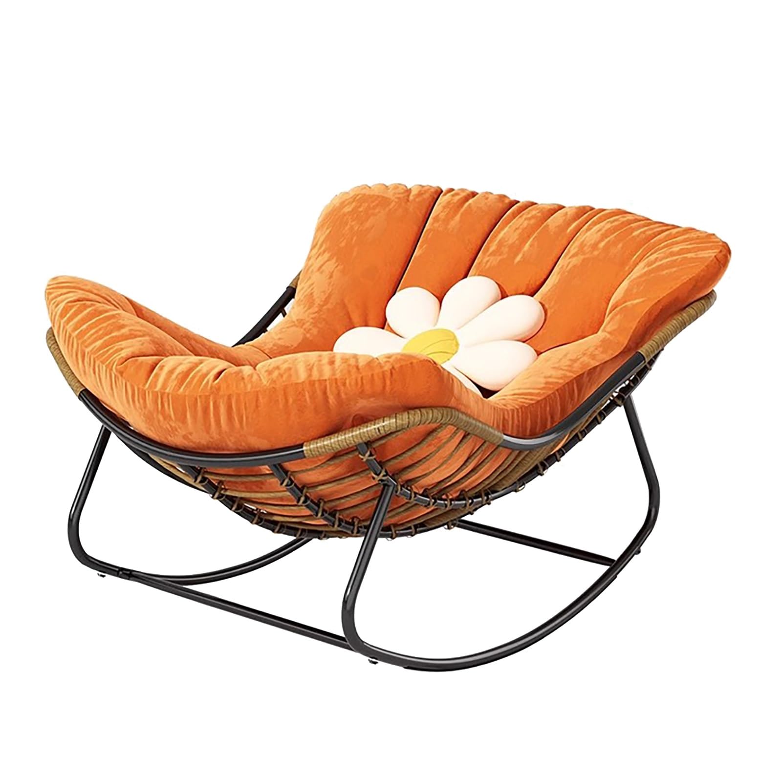 Outdoor Rocking Chair, Deluxe Patio Rocking Chair, Indoor & Outdoor Comfy Rocker Chair With Thick Cushion, Zero Gravity Chairs, Modern Lounge Chair For Balcony, Front Porch, Garden ( Color : Orange )