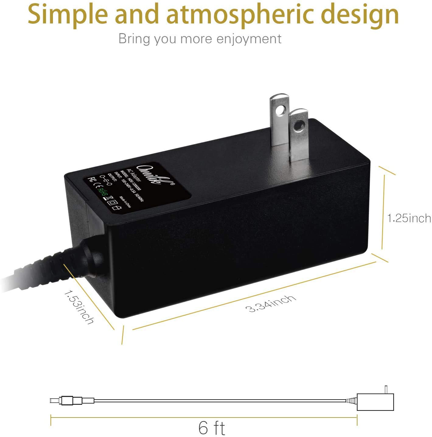 Omilik 6FT 12V AC Adapter Charger for Tablo 2-Tuner & 4-Tuner Video Recorder TV Streaming DVR Power Supply Mains