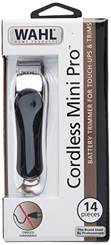 9307-1301 Cordless Mini Pro 14 Piece Touch-up and Trim Haircutting Kit, Chrome/black, Chrome/Black