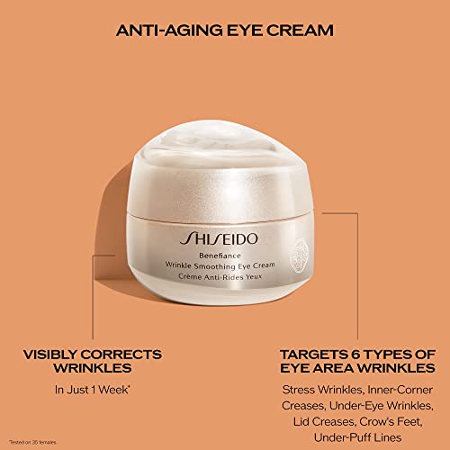 Shiseido Benefiance Wrinkle Smoothing Eye Cream - 15 mL - Visibly Improves Six Types of Eye Wrinkles - Provides 48-Hour Hydration - All Skin Types - Non-Comedogenic