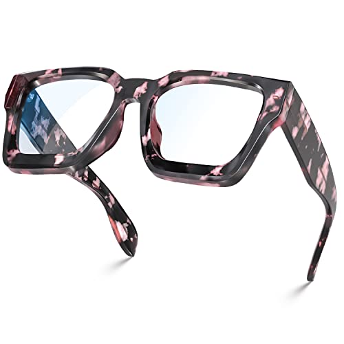 VISOONE Blue Light Blocking Glasses with TR90 Rectangle Frame and Chic Preppy Look for Women Men RIVER