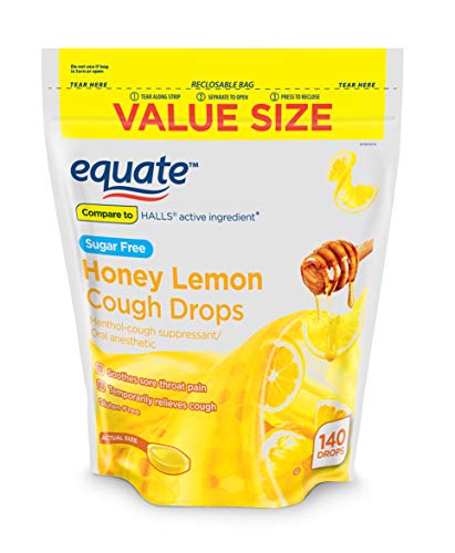 Equate Sugar Free Honey Lemon Cough Drops, 140 Drops (Pack of 2)