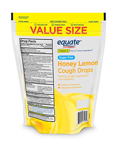 Equate Sugar Free Honey Lemon Cough Drops, 140 Drops (Pack of 2)