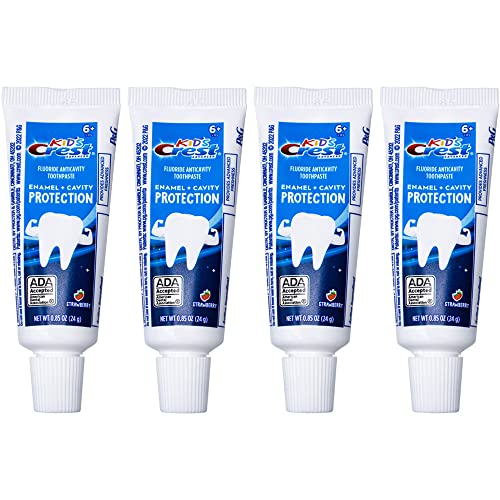 Crest Kids Advanced Toothpaste Enamel + Cavity Protection with Fluoride for Anticavity, Travel Size 0.85oz (24g) - Pack of 4