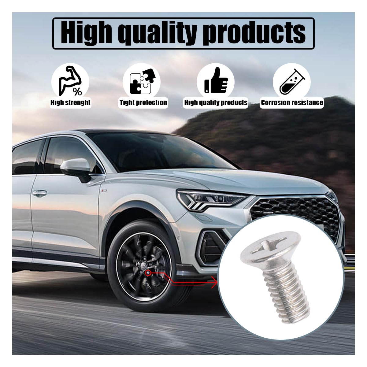 JOYCOURT 16-Pack Screw For Rotor Brake Disc Retaining, Retaining Hardware Bolts Screw Kit, Compatible With Honda, Acura, Hyundai and Kia Models, Stainless Steel Brake Disc Rotor for Front and Rear
