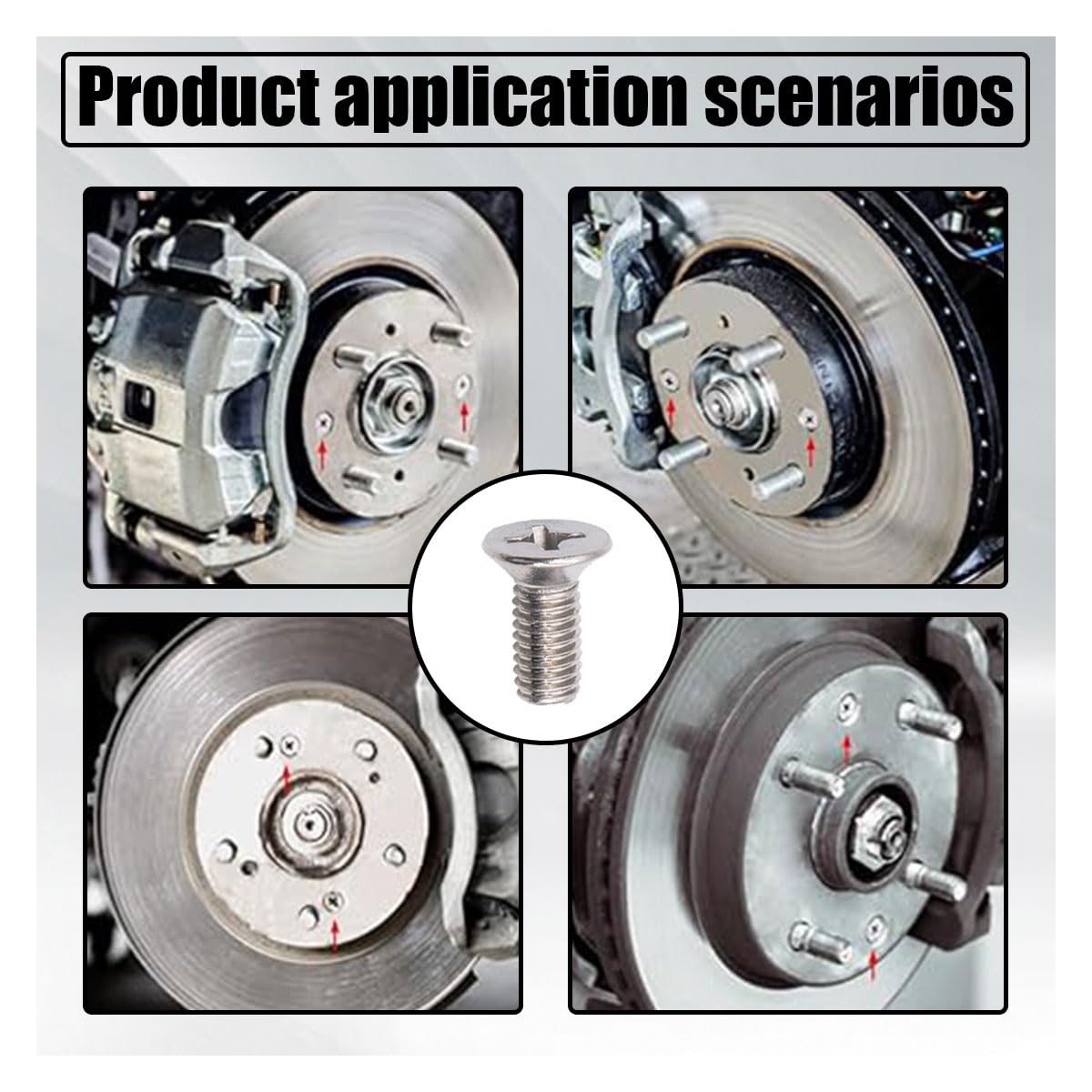JOYCOURT 16-Pack Screw For Rotor Brake Disc Retaining, Retaining Hardware Bolts Screw Kit, Compatible With Honda, Acura, Hyundai and Kia Models, Stainless Steel Brake Disc Rotor for Front and Rear