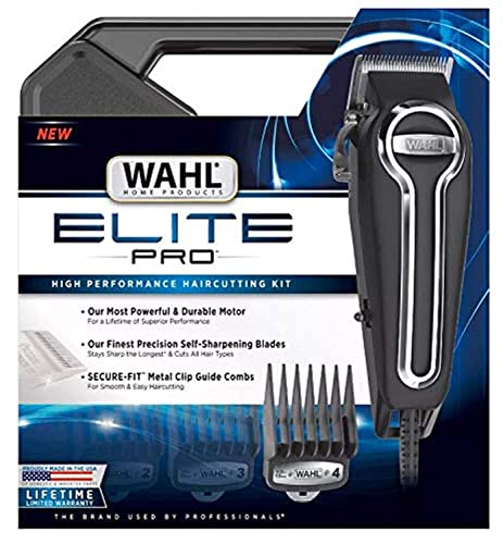 Clipper Elite Pro High Performance Haircut Kit for men with Hair Clippers, Secure fit guide combs with stainless steel clips By The Brand used by Professionals. #79602