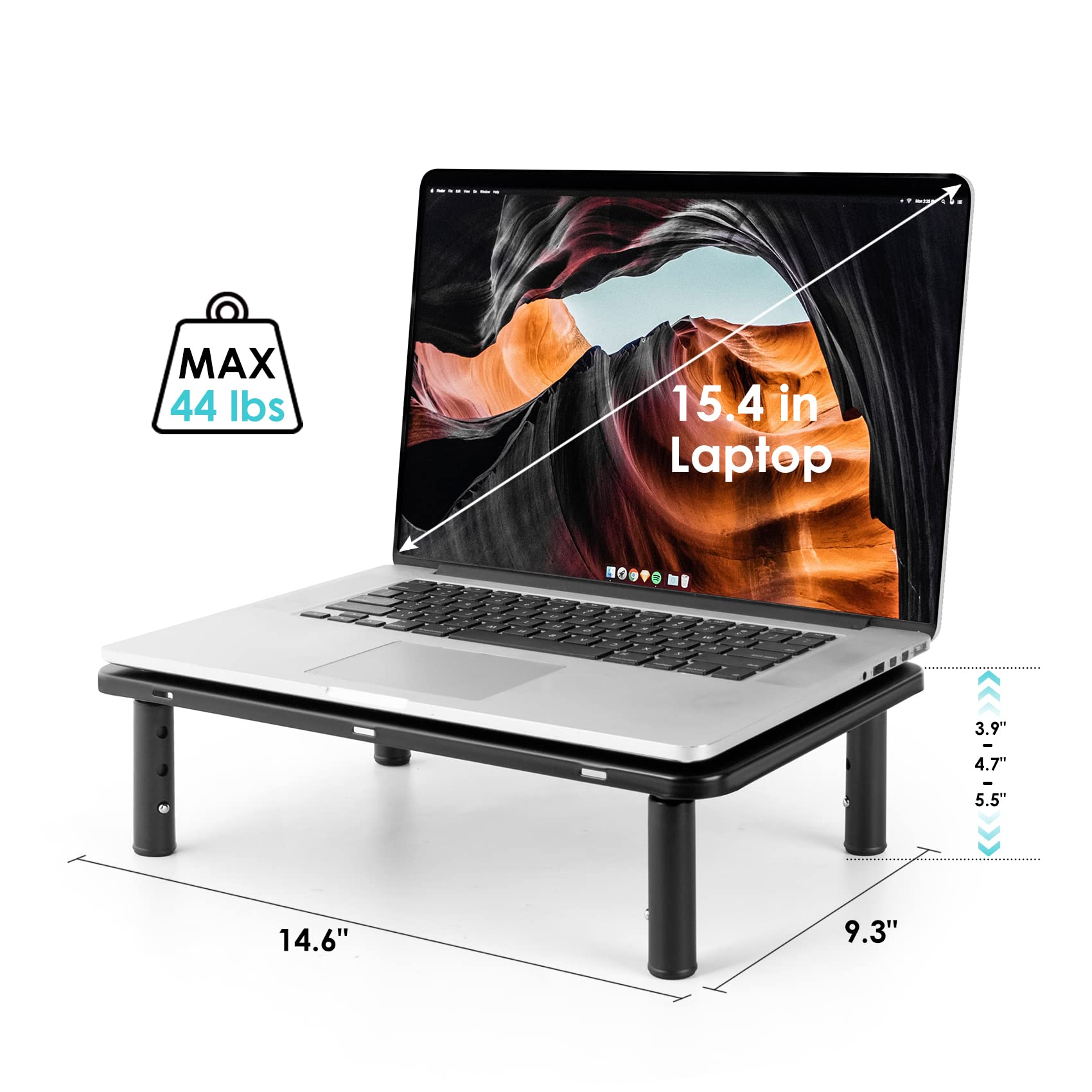 Across-Star 2 Pack Desktop Computer Riser For Monitor With Pen Slot,3 Height Adjustable Monitor Stand Riser With Airflow Vents, Metal Desk Riser Shelf Organizer For Laptop Printer TV(Black)