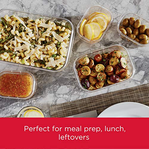 Rubbermaid 12-Piece Brilliance Food Storage with Dressing Container, Trays, and Lids for Lunch, Meal Prep, and Leftovers, Dishwasher Safe, Clear/Grey