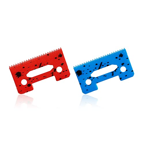 Professional Stagger-Tooth Clipper Replacement ceramic Blades 2-Hole #2161 - Compatible with 5 Star Senior Cordless Wahl Magic Clip (Red + Blue)