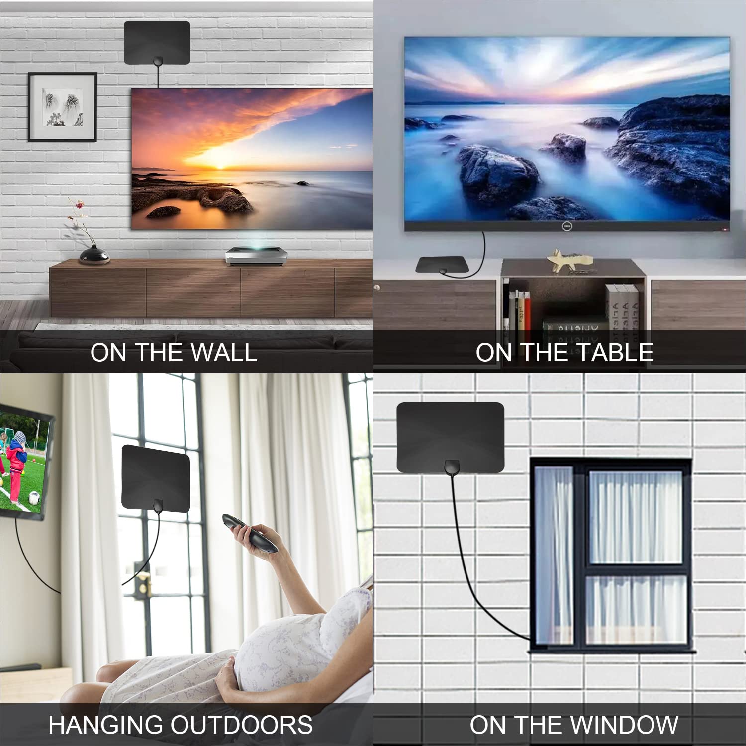 4K Amplified HD Digital Antenna 1000 Miles Range RUPA Indoor Antenna Support 4K 1080p Fire tv Stick All Older TV's Smart Amplifier Signal Booster with Coax Cable 17ft