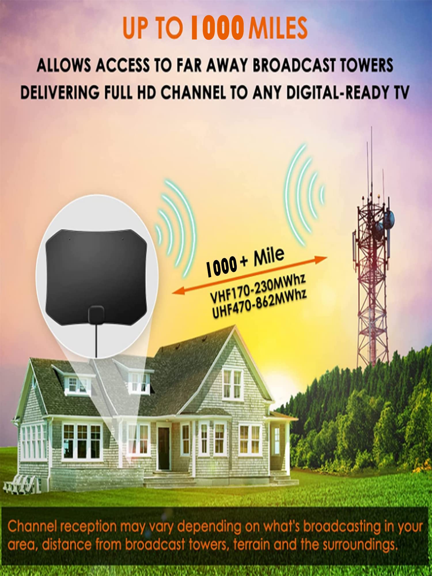 4K Amplified HD Digital Antenna 1000 Miles Range RUPA Indoor Antenna Support 4K 1080p Fire tv Stick All Older TV's Smart Amplifier Signal Booster with Coax Cable 17ft
