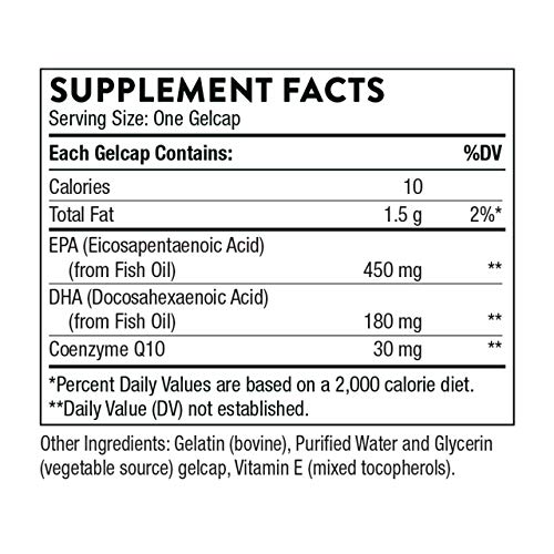 Thorne Omega-3 with CoQ10 - Omega-3 Fatty Acids Supplement with CoQ10 - EPA and DHA - 90 Gelcaps