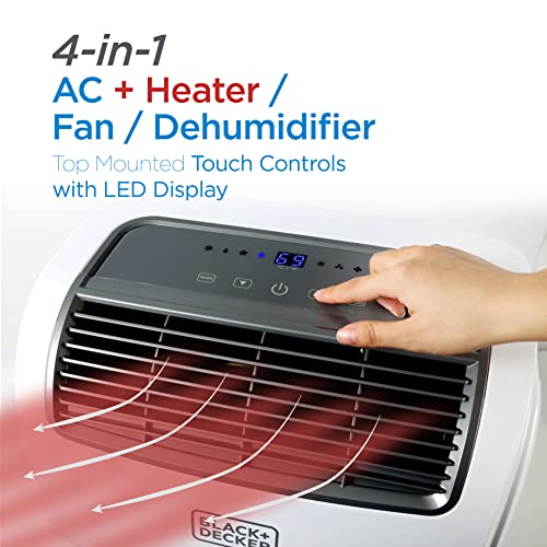 BLACK+DECKER Air Conditioner, 14,000 BTU Air Conditioner Portable for Room and Heater up to 700 Sq. Ft, 4-in-1 AC Unit, Dehumidifier, Heater, & Fan, Portable AC with Installation Kit & Remote Control