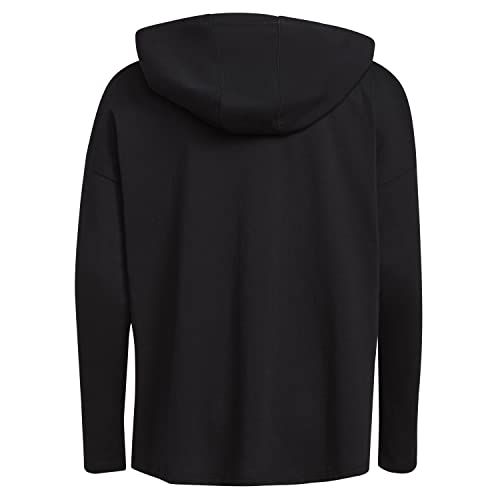 adidas Girls' Long Sleeve Hooded Graphic Tee, Black with Multicolor, 6X