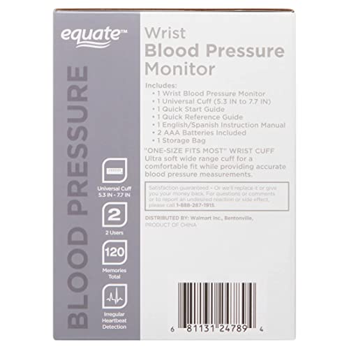 Equate 4500 Series Wrist Blood Pressure Monitor