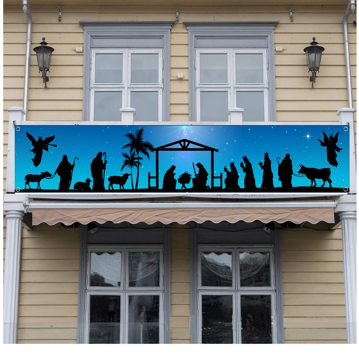 Manger Scene Religious Christmas Yard Signs-Holy Nativity Christmas Banner Large Xmas Yard Sign for Religious Christmas Decoration