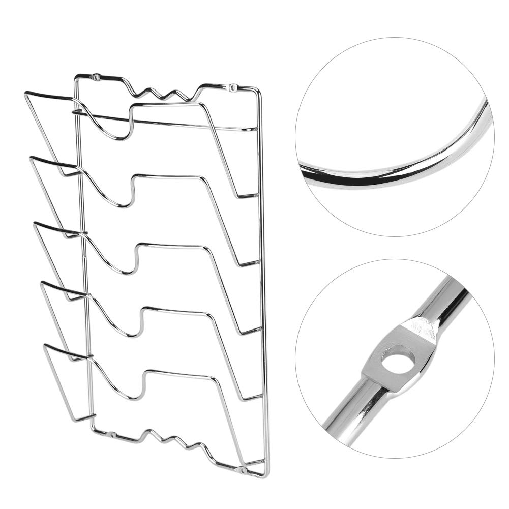 Pot Lid Holder, Iron Kitchen Organizer Rack Rest Wall Door Mounted Kitchen Cabinet Storage Rack Holder for Pot & Pan Lids