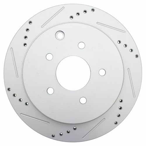GCDAHZZ 2pcs Disc Brake Rotor Set Rear Left Driver and Right Passenger Side Coated Cast Iron Drilled and Slotted for Nissan,for Infiniti 2.68 In68mm-Center Hole Diameter 5pc