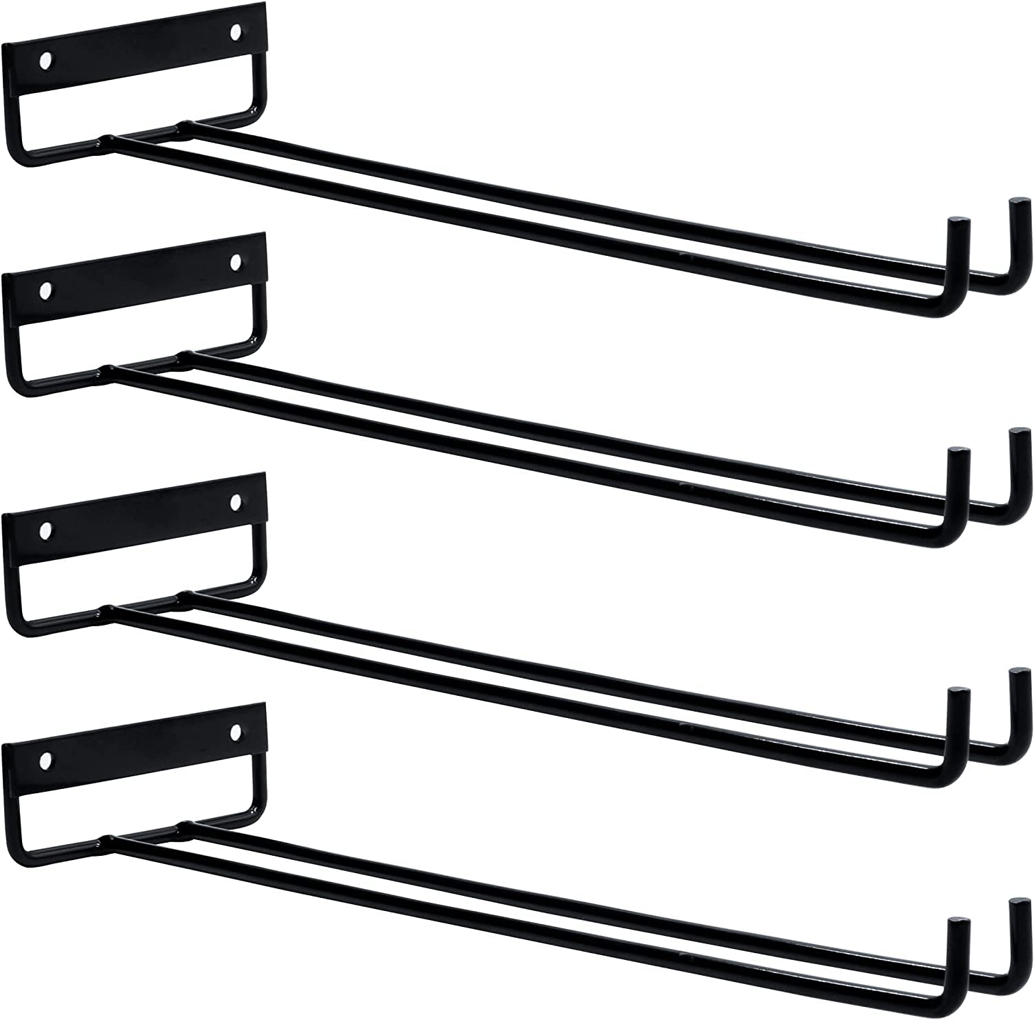 Wine Glass Rack,12 Inch Wine Glass Holder Wall Mount Under Wine Glass Holder Iron Storage Hanger Organizer, Hanging Stemware Rack for Cabinet Kitchen Bar 2 Pack Black