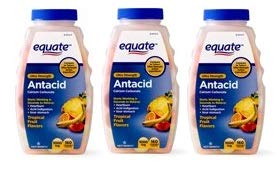 Equate Antacid Tablets, Ultra Strength Tropical Fruit Flavors Chewable Tablets, 1000 mg, 160 Count (Pack of 3)