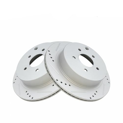 GCDAHZZ 2pcs Disc Brake Rotor Set Rear Left Driver and Right Passenger Side Coated Cast Iron Drilled and Slotted for Nissan,for Infiniti 2.68 In68mm-Center Hole Diameter 5pc