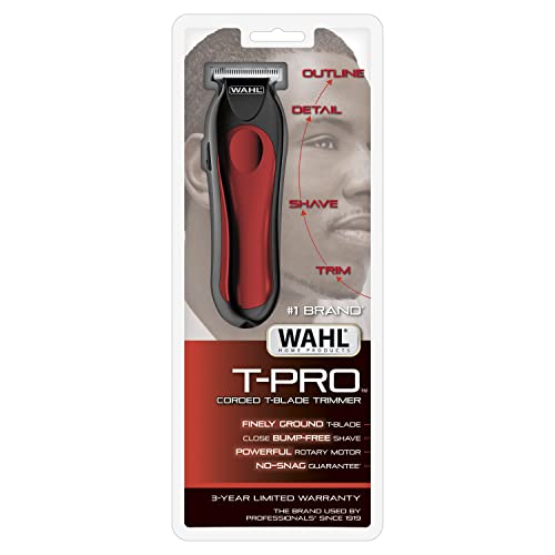 Wahl T-Pro Corded Compact Beard Trimmer with Diamond Finished T Blade for Bump Free Precision Outlining, Detailing, and Trimming - Model 9307-300