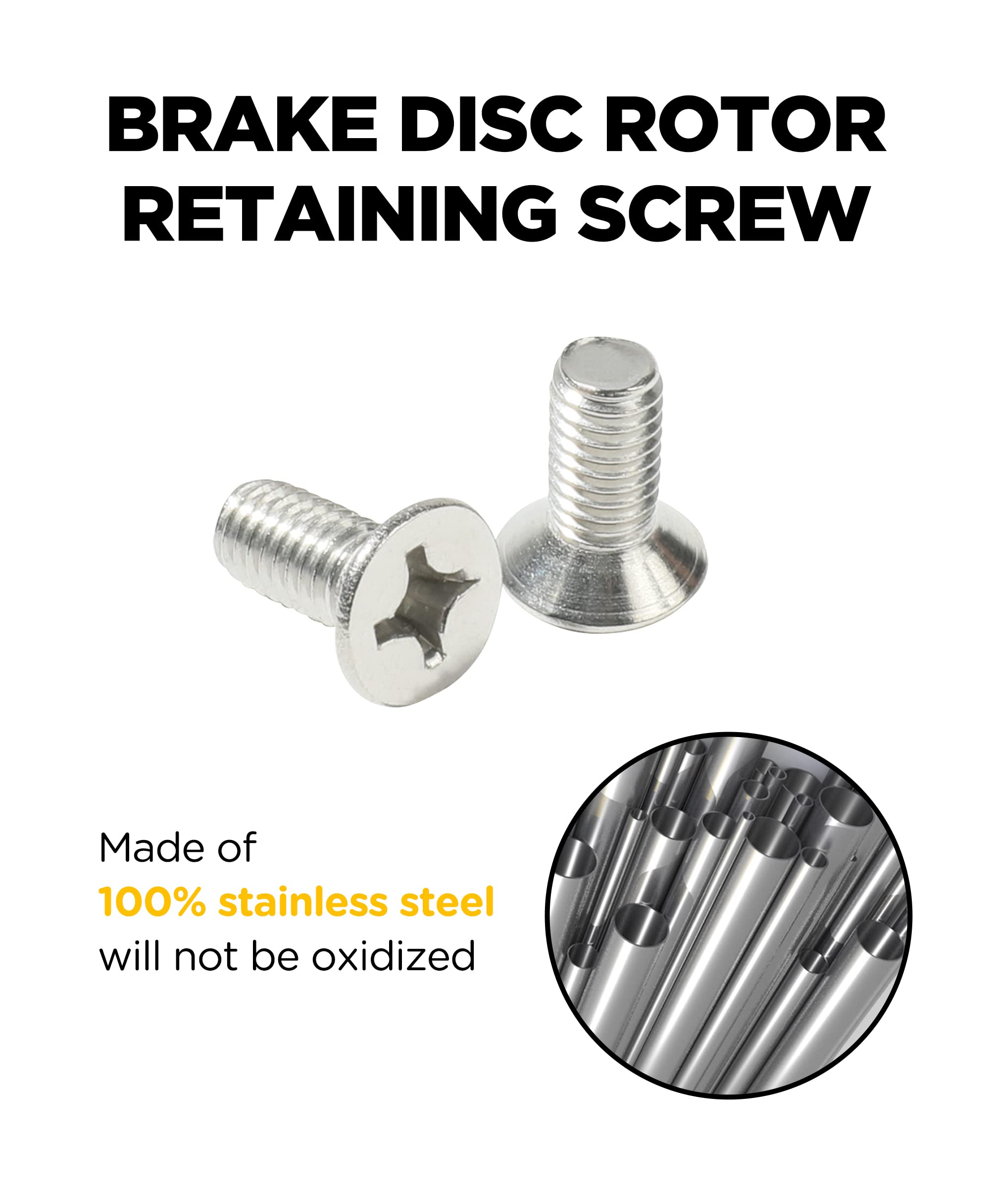 YAKEFLY 12 Packs Stainless Steel Brake Disc Rotor Screws for Front and Rear,Retaining Hardware Bolts Screw Kit,Screw Rotor Brake Disc Retaining 93600-06014-0H Replacement