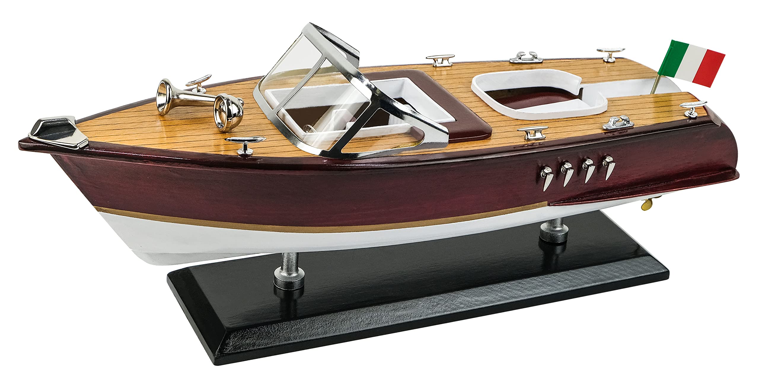 SAILINGSTORY Wooden Model Boat Riva Aquarama Speedboat 1/20 Scale Replica Runabout Boat Model Decoration