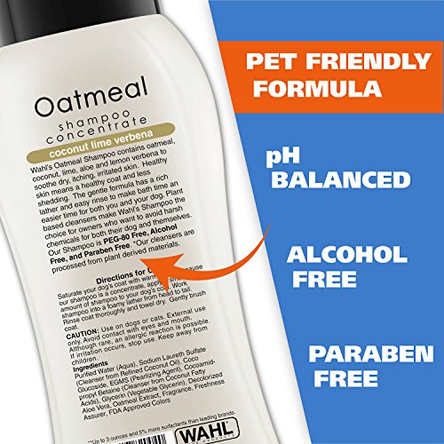 Wahl Dry Skin & Itch Relief Pet Shampoo for Dogs β Oatmeal Formula with Coconut Lime Verbena & Pet Friendly Formula, 24 Oz - Model 820004A