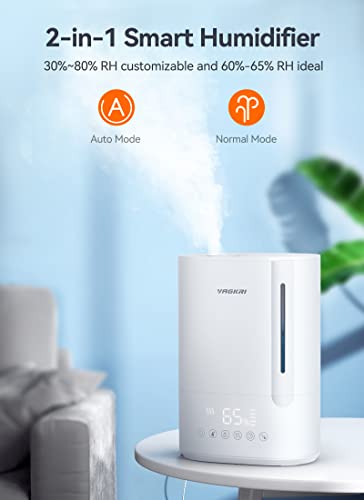 VAGKRI Humidifiers for Bedroom Large Room, 6L Top Fill Ultrasonic Warm & Cool Mist Humidifiers, Essential Oil Diffuser, Night Light, Sleep Mode, 12H Timer, 5 Mist Levels, Air Vaporizer Up to 60 Hours