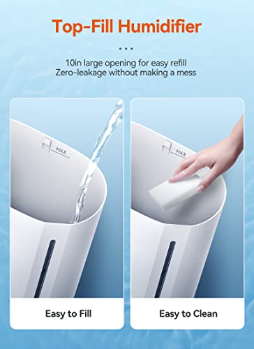 VAGKRI Humidifiers for Bedroom Large Room, 6L Top Fill Ultrasonic Warm & Cool Mist Humidifiers, Essential Oil Diffuser, Night Light, Sleep Mode, 12H Timer, 5 Mist Levels, Air Vaporizer Up to 60 Hours
