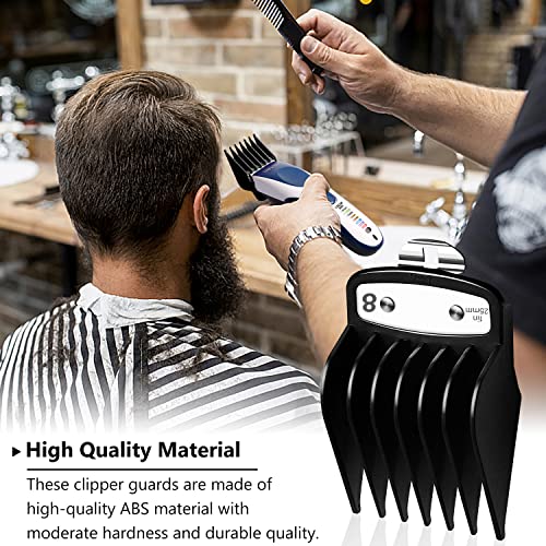 Professional Hair Clipper Guards Guides 10 Pcs Coded Cutting Guides #3170-400- 1/8β to 1 fits for All Wahl Clippers(Black-10 pcs)