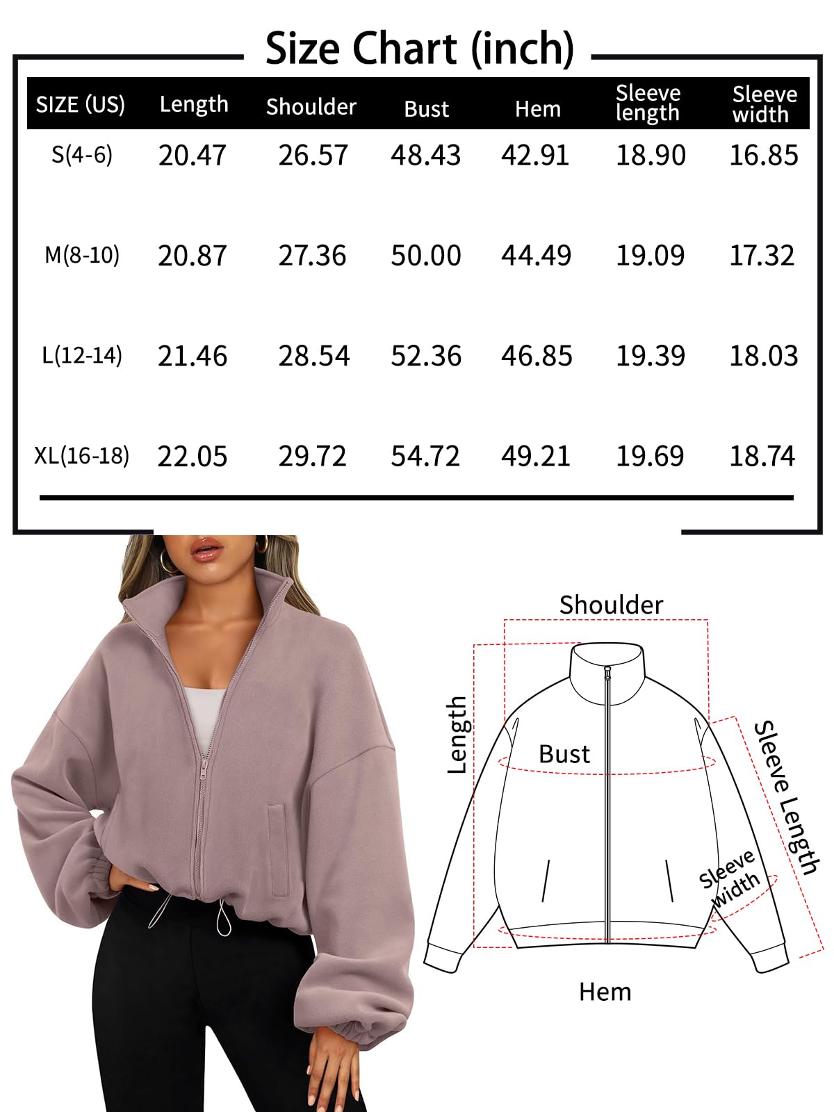 AUTOMET Womens Fleece Jackets Zip Up Oversized Sweatshirts Winter Clothes Long Sleeve Crop Sherpa Fall Outfits Fashion Brown S