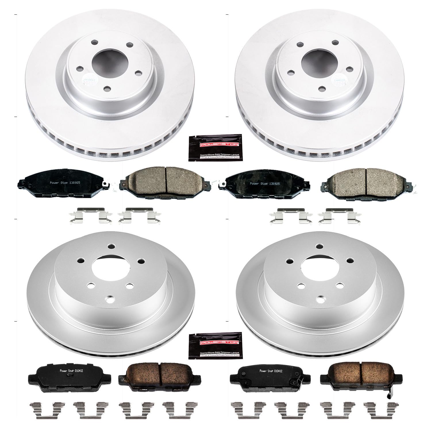 Power Stop CRK6497 Front and Rear Z17 Evolution Geomet Coated Brake Rotors and Brake Pads Brake Kit For Infiniti Q50 Q60 QX60 Nissna Murano Pathfinder