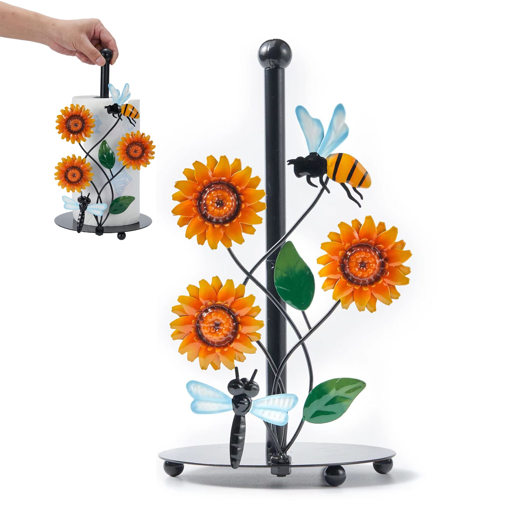 Sunflower Paper Towel Holder Countertop- DyPinYise Sunflower Kitchen Accessories Decor Yellow Kitchen Decorations Towel Stand Gifts for Women, Christmas, Bathroom