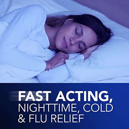 Vicks NyQuil LiquiCaps, Nighttime Relief of Cough, Cold & Flu Relief, Sore Throat, Fever, & Congestion Relief, 48 LiquiCaps