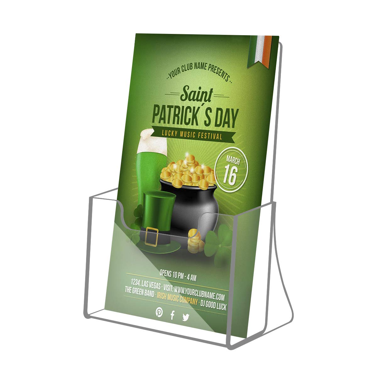 NIUBEE 2 Pack 8.5'' x 5.5'' Acrylic Bi-fold Brochure Holder,Clear Plastic Counter top Organizer