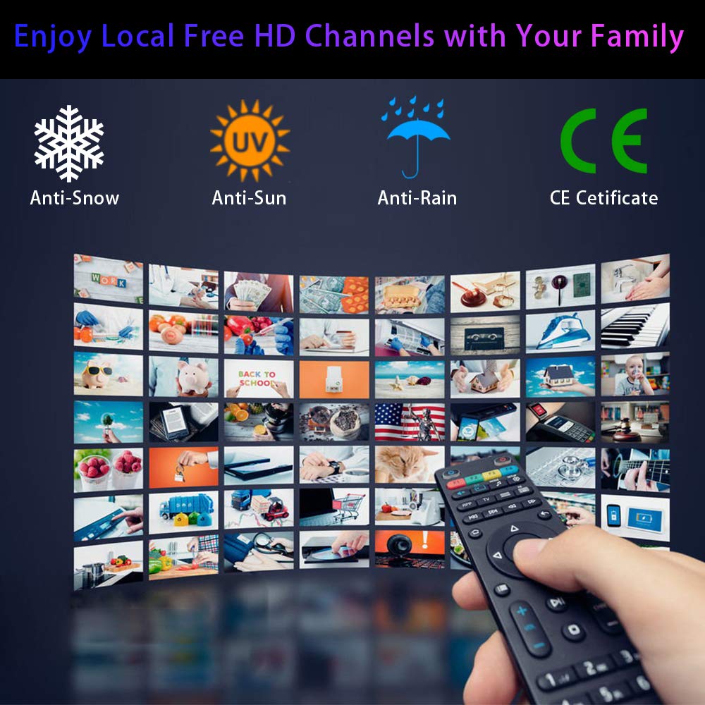 680+ Miles Range, Digital TV Antenna with Amplifier and Signal Booster, Portable HD Antenna for Indoor Outdoor for Smart TV and Old TVs - 36ft Coax Cable - Support 4K 1080p
