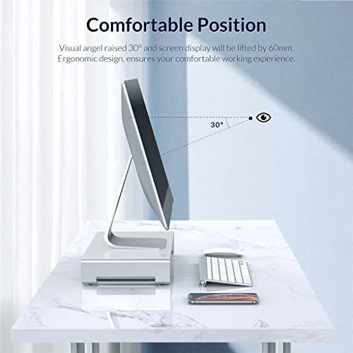 ASDAJK Aluminum Monitor Stand Riser Computer Universal Laptop Stand Metal Desktop Stand Organizer for PC Home Office (Color : White-Fruit peach5)