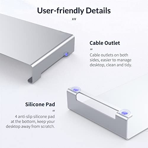 ASDAJK Aluminum Monitor Stand Riser Computer Universal Laptop Stand Metal Desktop Stand Organizer for PC Home Office (Color : White-Fruit peach5)