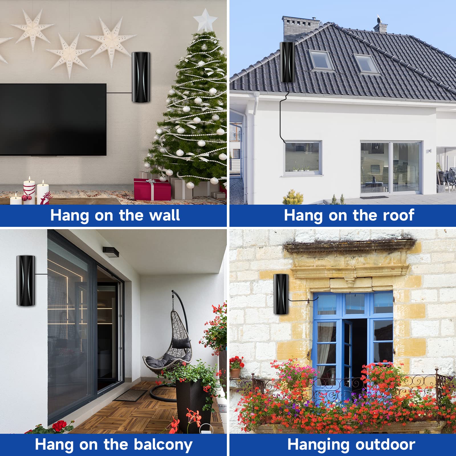 680+ Miles Range, Digital TV Antenna with Amplifier and Signal Booster, Portable HD Antenna for Indoor Outdoor for Smart TV and Old TVs - 36ft Coax Cable - Support 4K 1080p