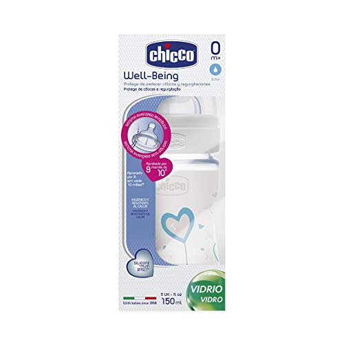 Chicco Feeding Bottle Well-Being and Glass Silicone Boy 150ml + 0Mesi