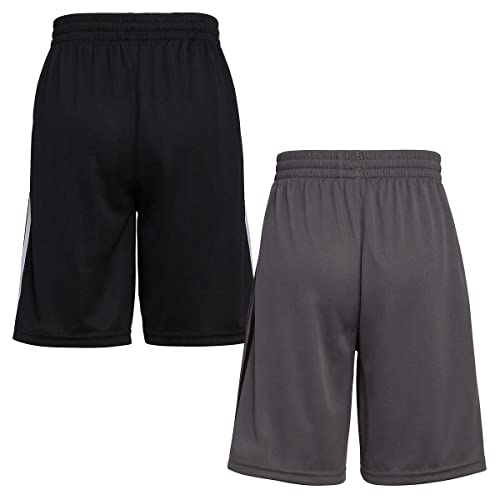 adidas Youth 2-Pack 3 Stripes Short (Large 14/16, Black/White & Dark Grey/Black)